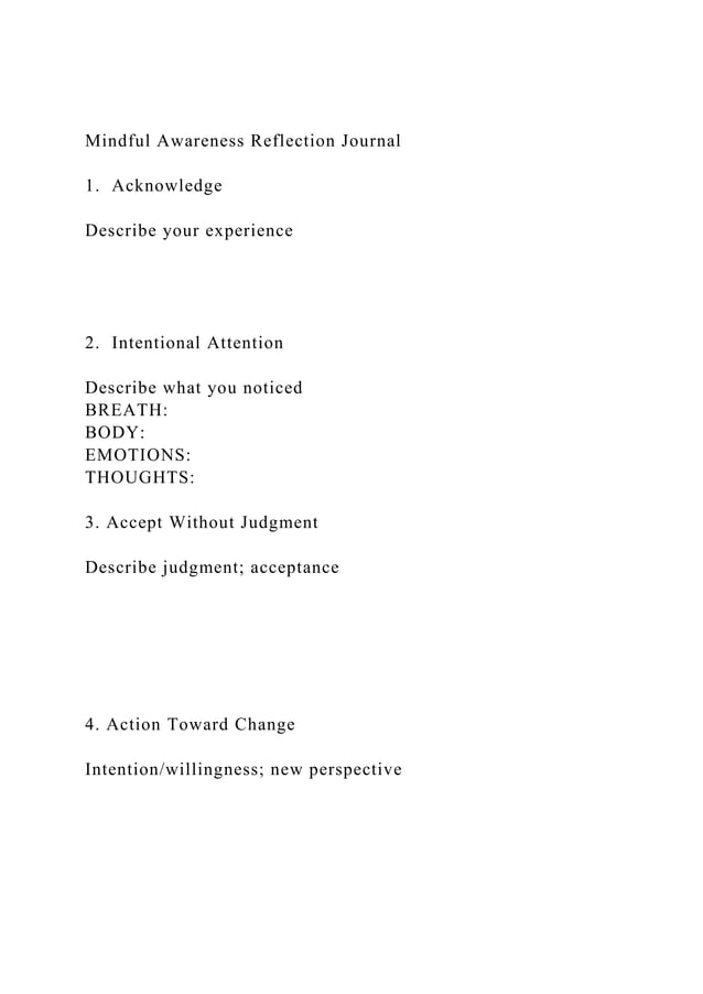 Mindful Awareness Reflection Journal1. AcknowledgeDescrib.docx