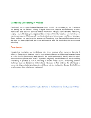 Mindful Exercising - Onelife Fitness | PDF