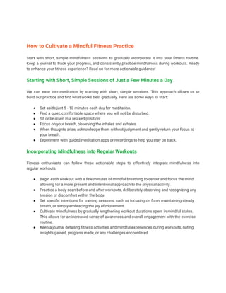 Mindful Exercising - Onelife Fitness | PDF