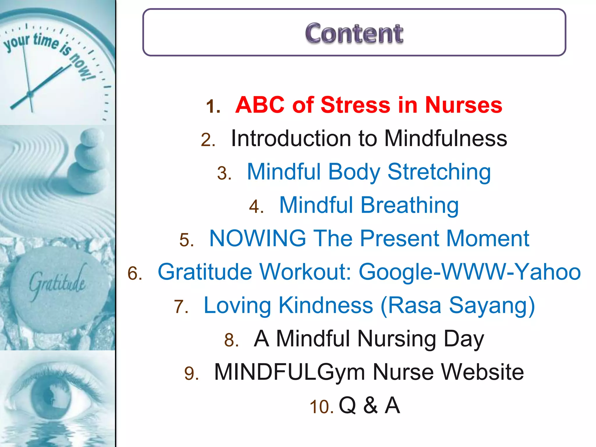 MINDFULGym for NURSES at UMMC by Dr. Phang Cheng Kar | PPTX | Physical ...