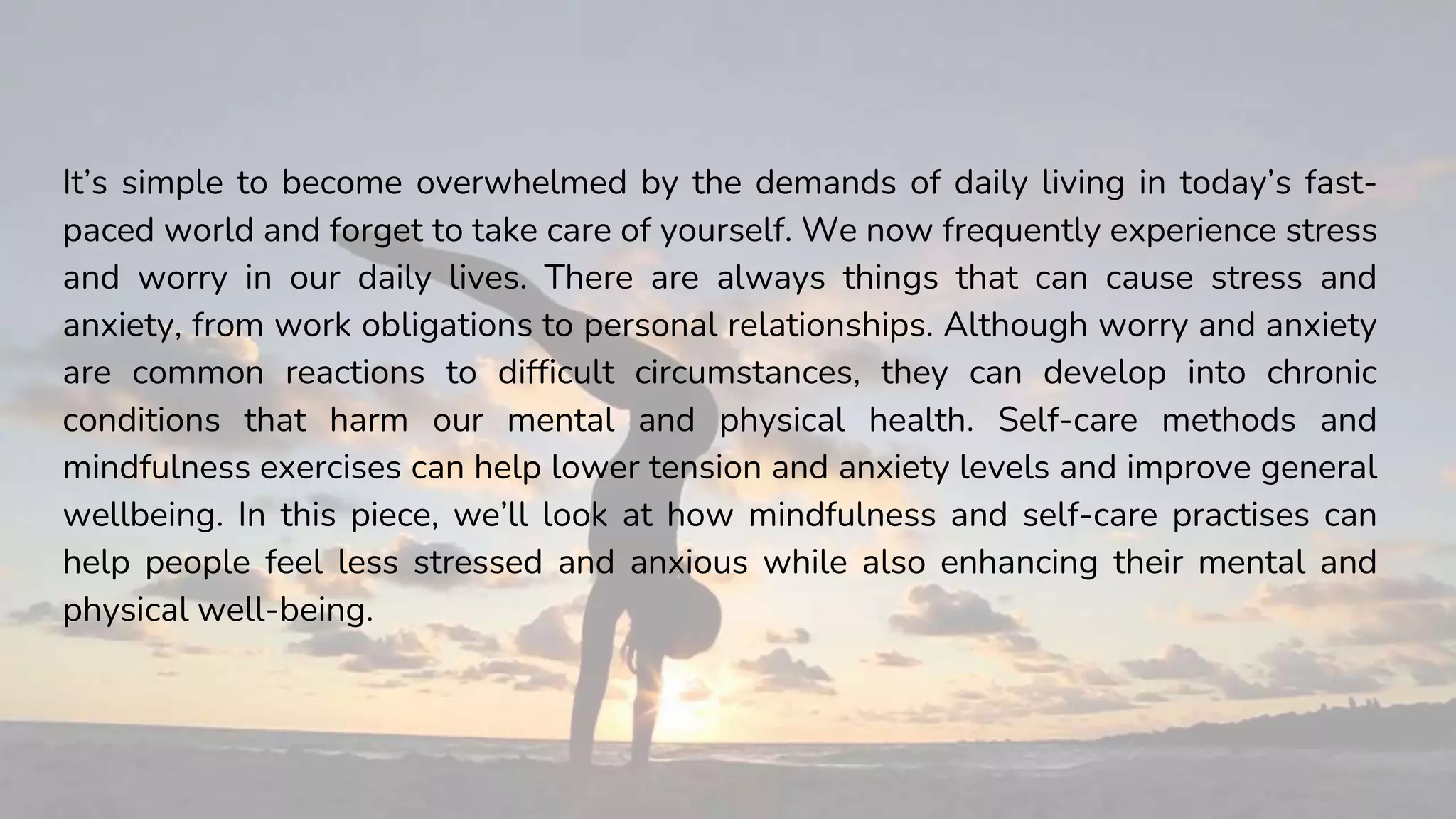 Mindfulness and Self-Care: Techniques to Reduce Stress and Anxiety ...