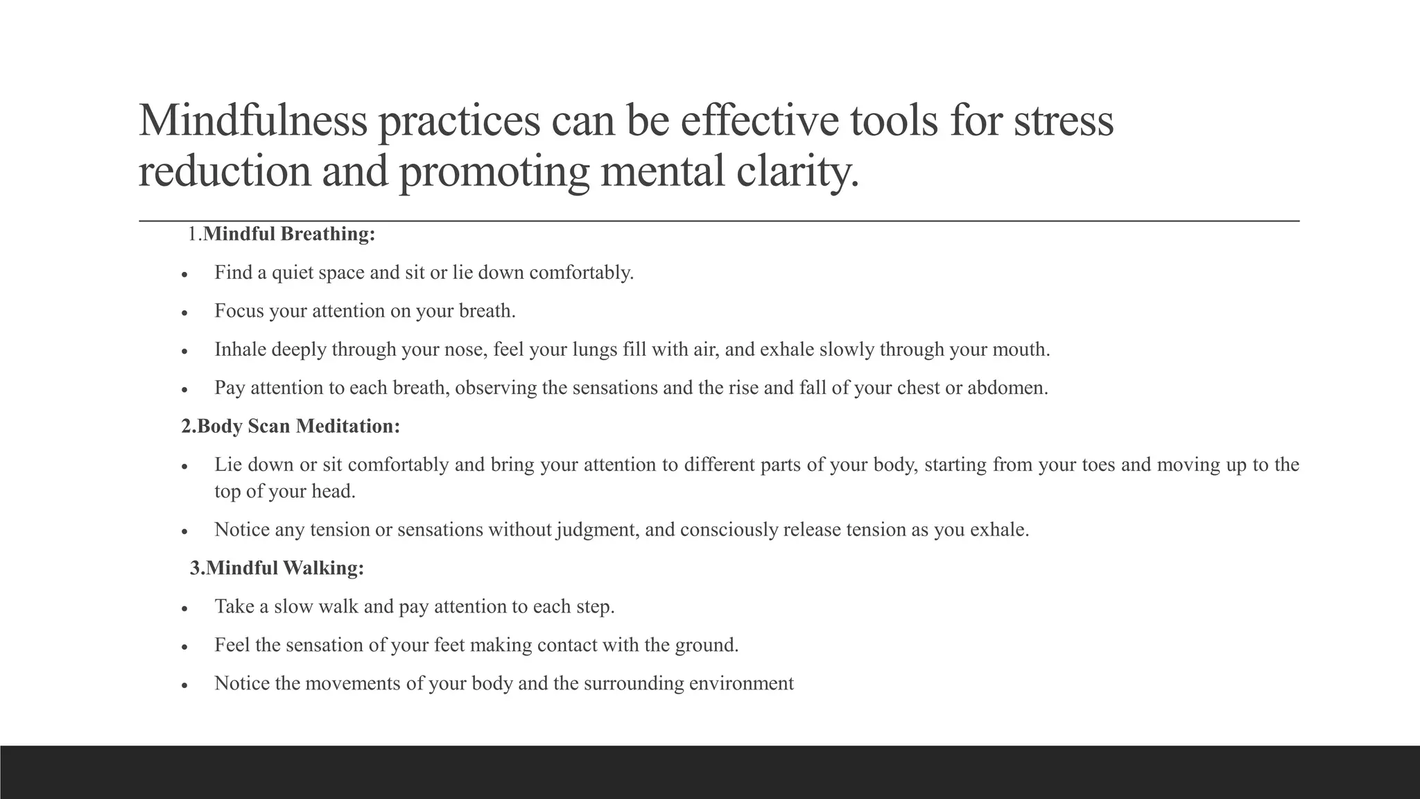 Mindfulness Practices for Stress Reduction and Mental Clarity | PPTX