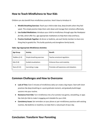 Mindfulness Practices for Parenting- Raise Happy Kids & Staying ...