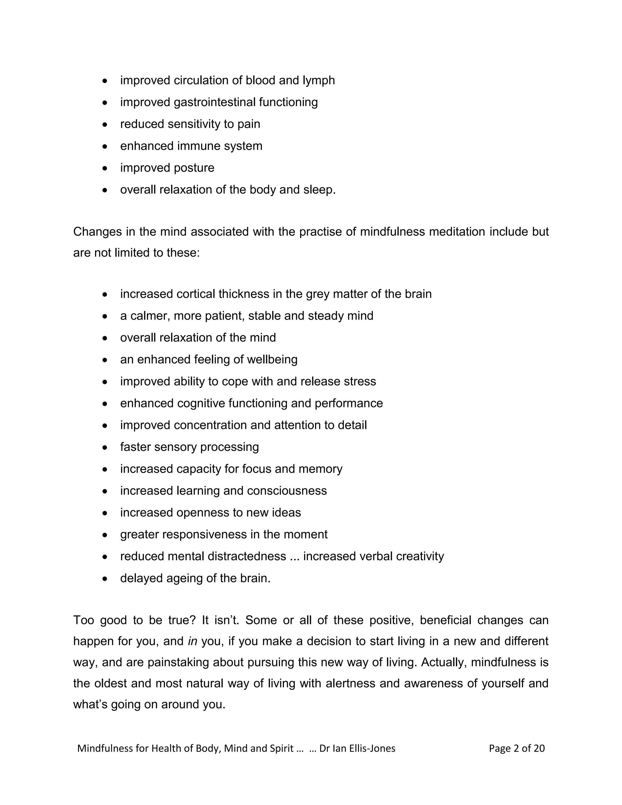 MINDFULNESS FOR HEALTH OF BODY, MIND AND SPIRIT | PDF