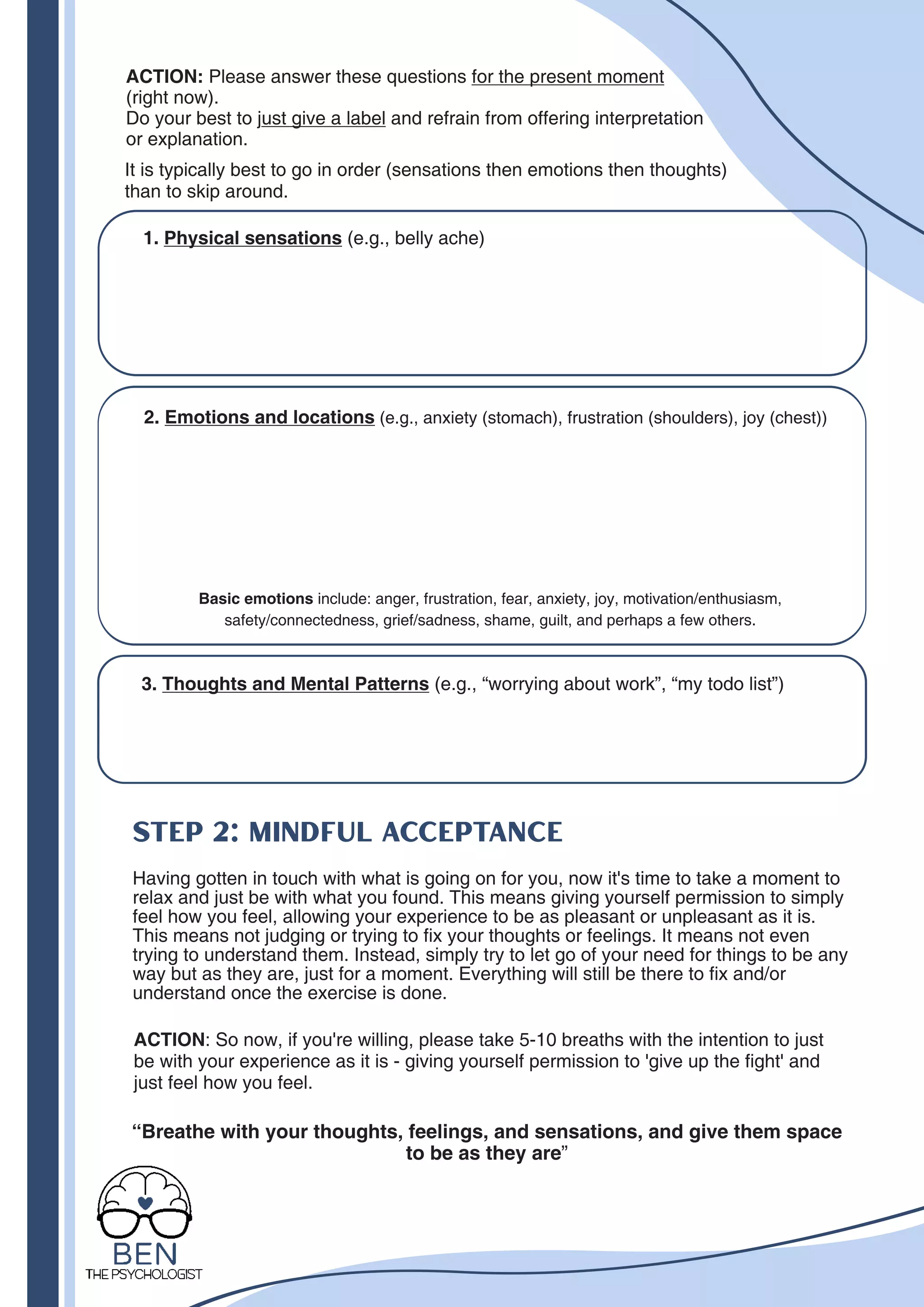 Mindful Self Acceptance Worksheet.pdf | Mental Health | Diseases and ...