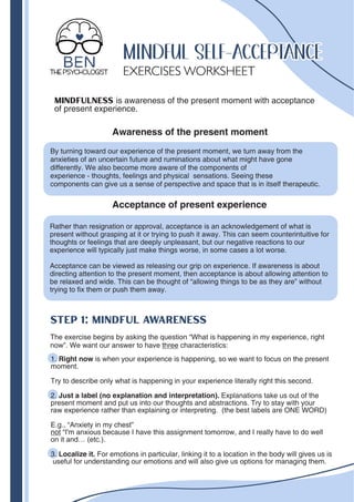 Mindful Self Acceptance Worksheet.pdf | Mental Health | Diseases and ...