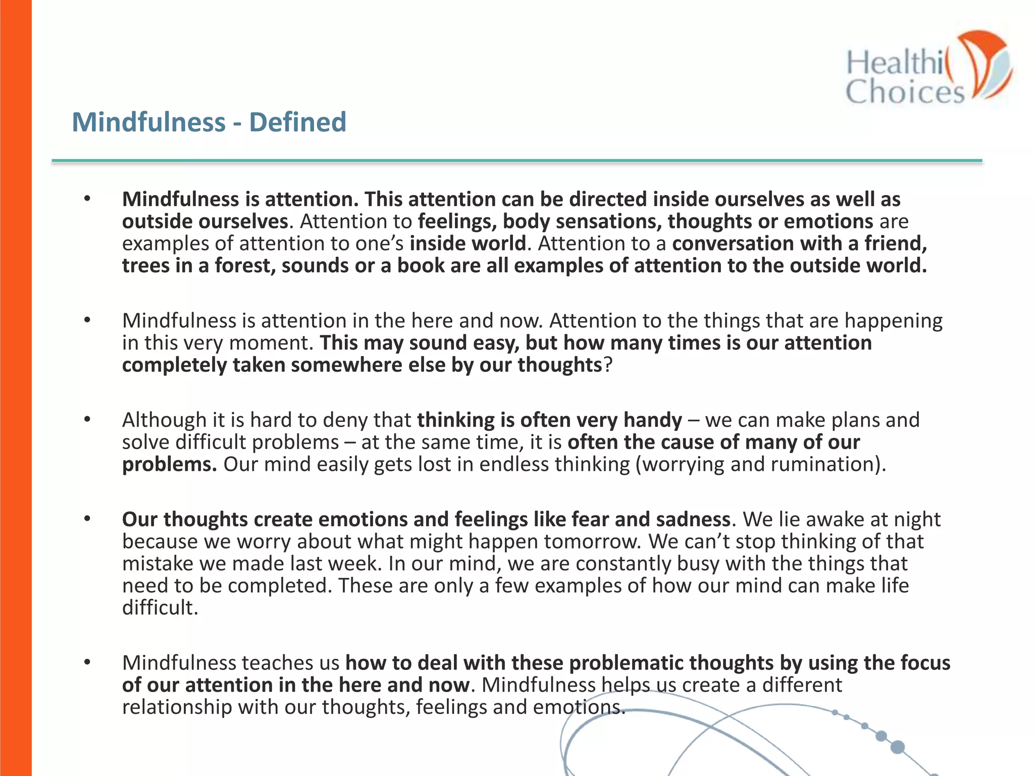 Mindful wellbeing introduction hic part 1 | PPT