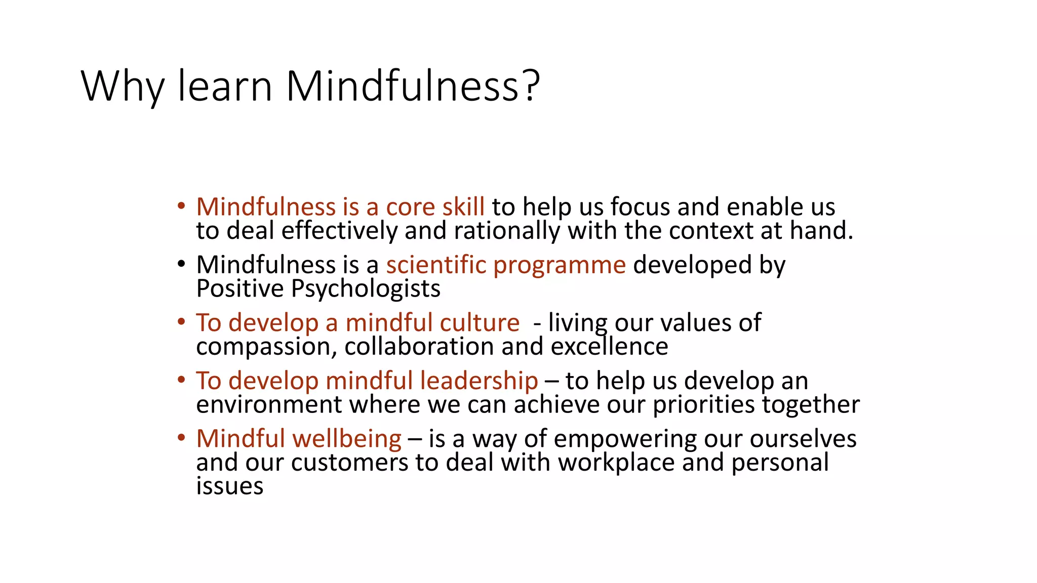 Mindful wellbeing introduction part 1 | PPTX