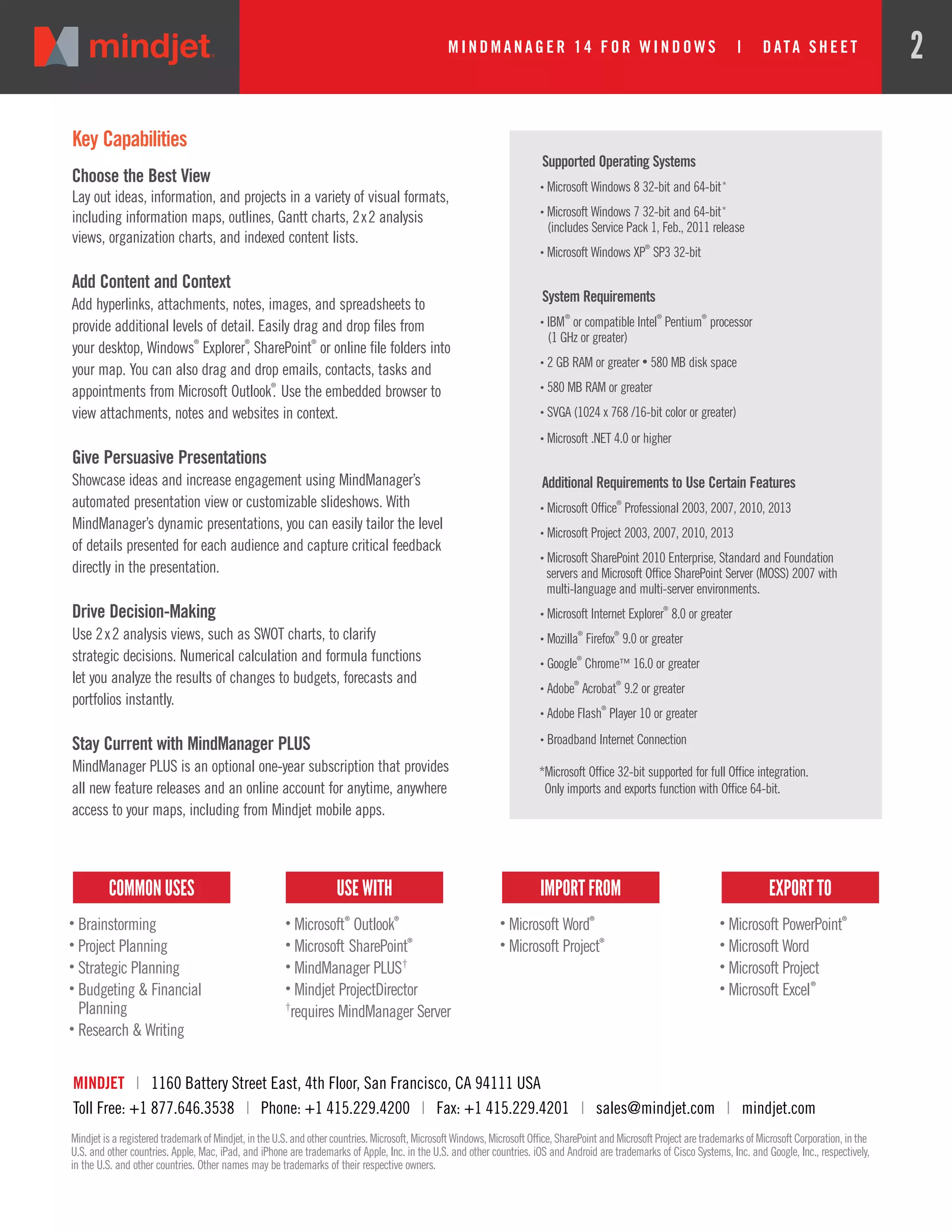 MindManager 14 for Windows Data Sheet | PDF