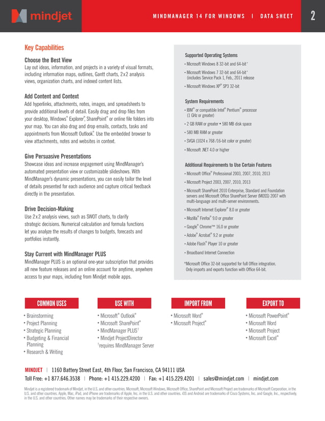 MindManager 14 for Windows Data Sheet | PDF