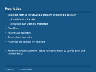 Mind map driven heuristic testing 0.1 | PPTX
