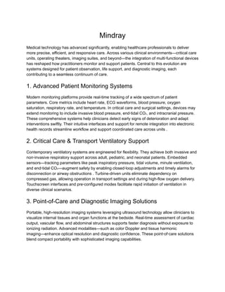 Mindray | Medical Machine and Equipment | PDF