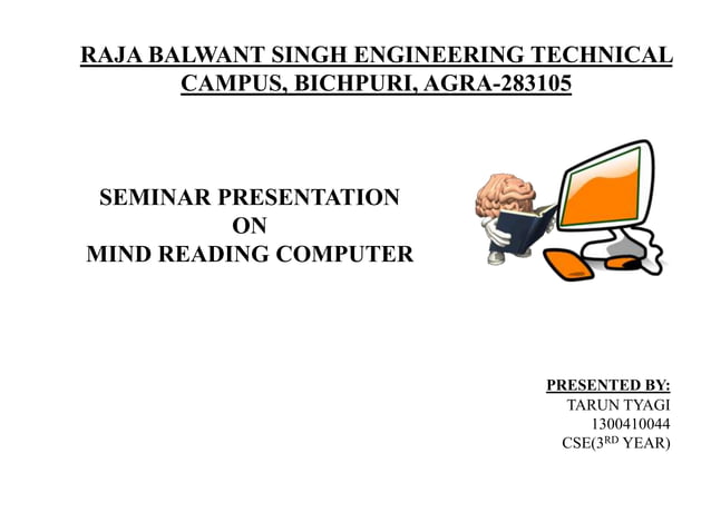 Mind reading computer ppt | PPTX | Artificial Intelligence | Technology & Computing
