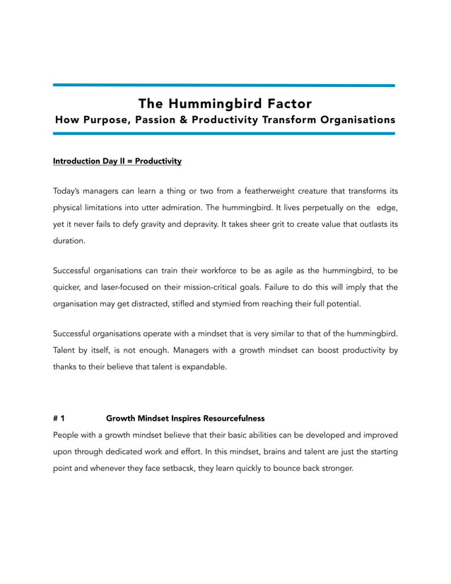 Mindset lessons from the hummingbird | PDF