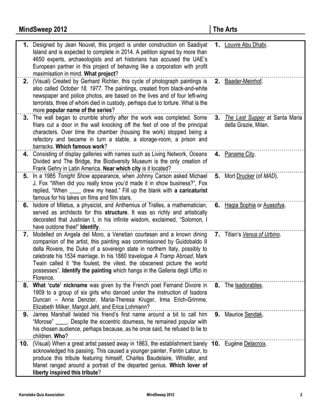 MindSweep 2.0 - Part I - Answers | PDF