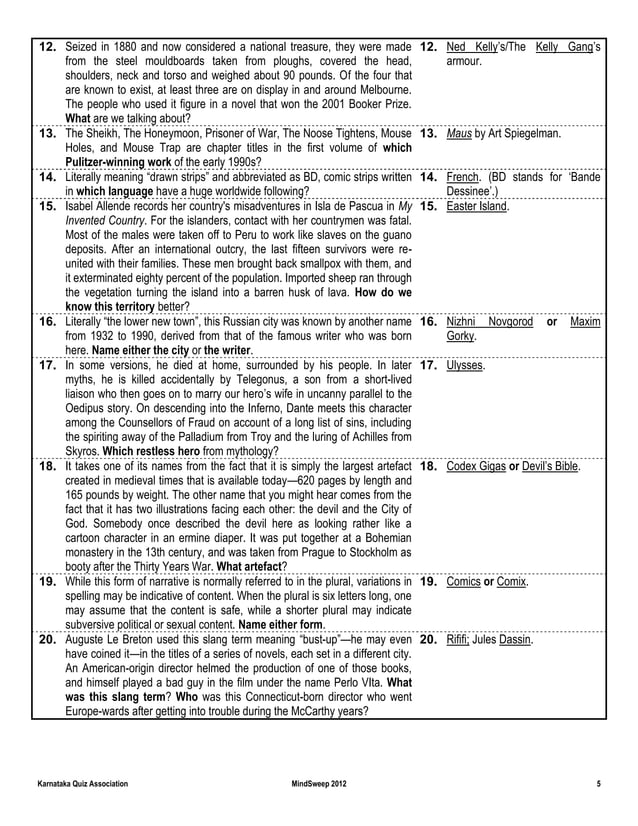 MindSweep 2.0 - Part I - Answers | PDF