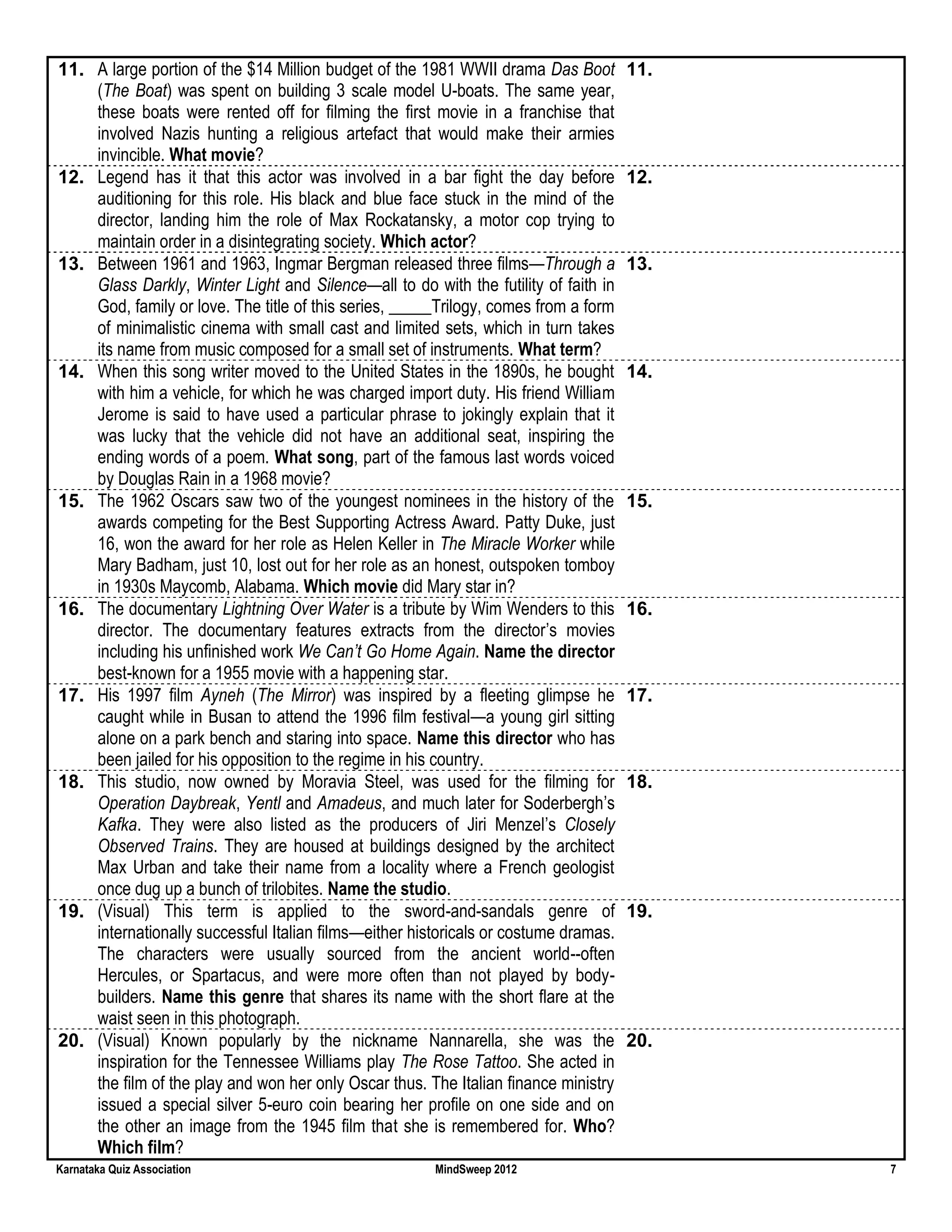 MindSweep 2.0 - Part I - Questions | PDF