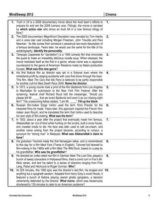 MindSweep 2.0 - Part I - Questions | PDF