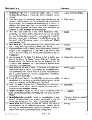 KQA MindSweep 2014 Part I Answer Key | PDF