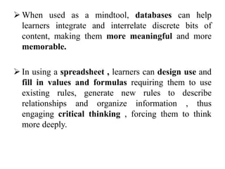 Constructivist Learning Tools: Mindtools | PPTX