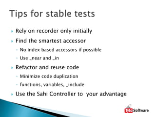 Sahi - Effective Web Testing (MT) | PPTX
