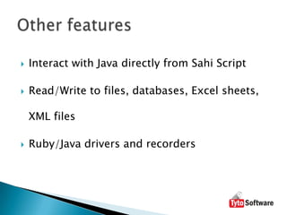 Sahi - Effective Web Testing (MT) | PPTX