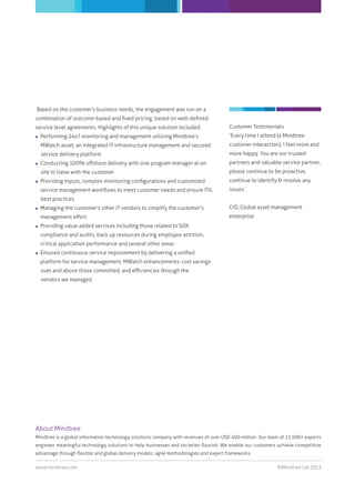 Transformed IT function through hybrid managed services for a leading asset management ...