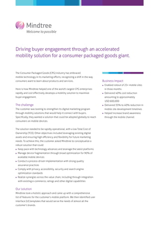 Driving buyer engagement through an accelerated mobility solution for a ...