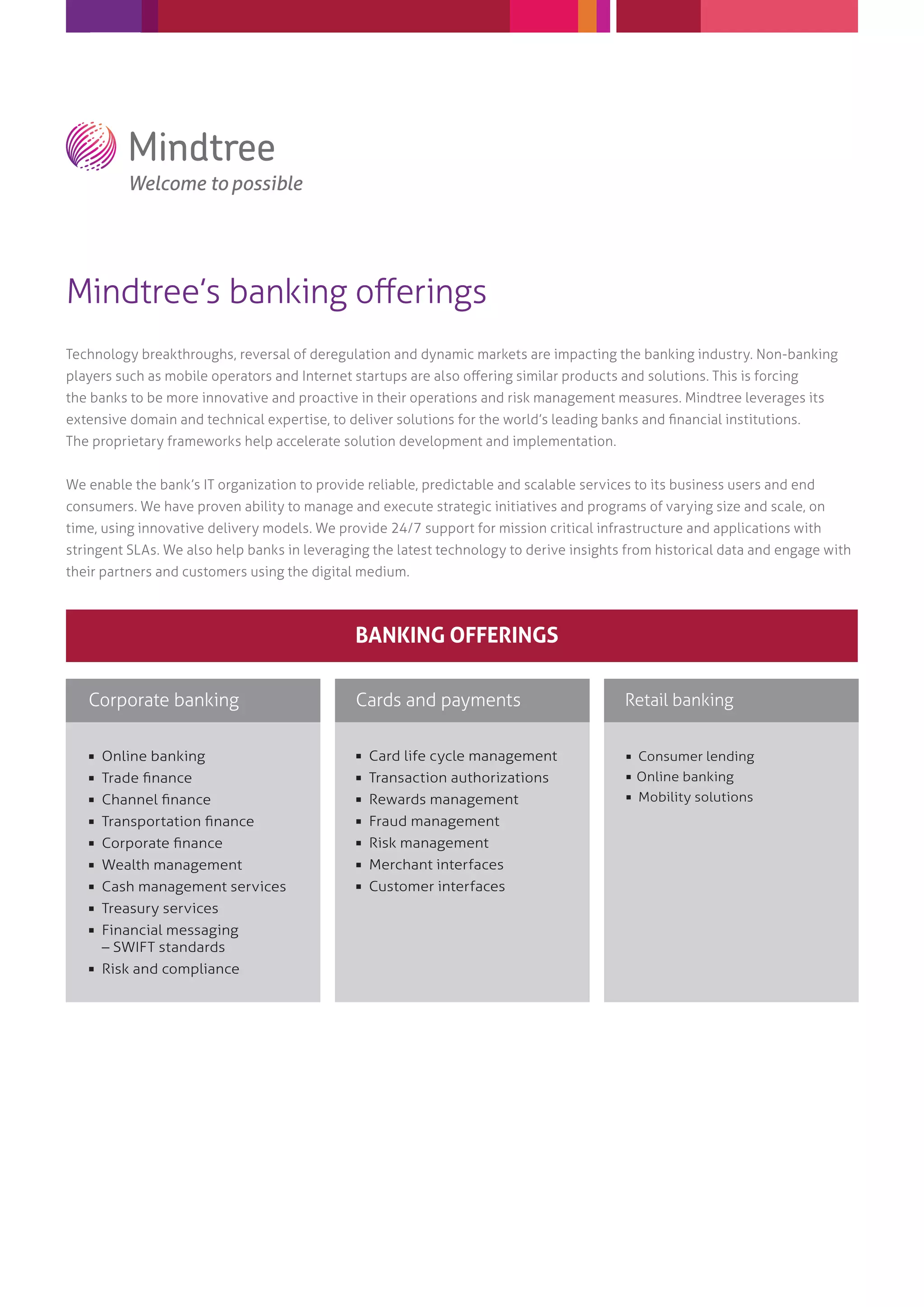 Mindtree's Banking offerings. | PDF | Business Banking & Finance | Business