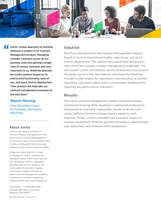 Mindtree Picks Uniquely Designed Icertis Contract Management Software | PDF
