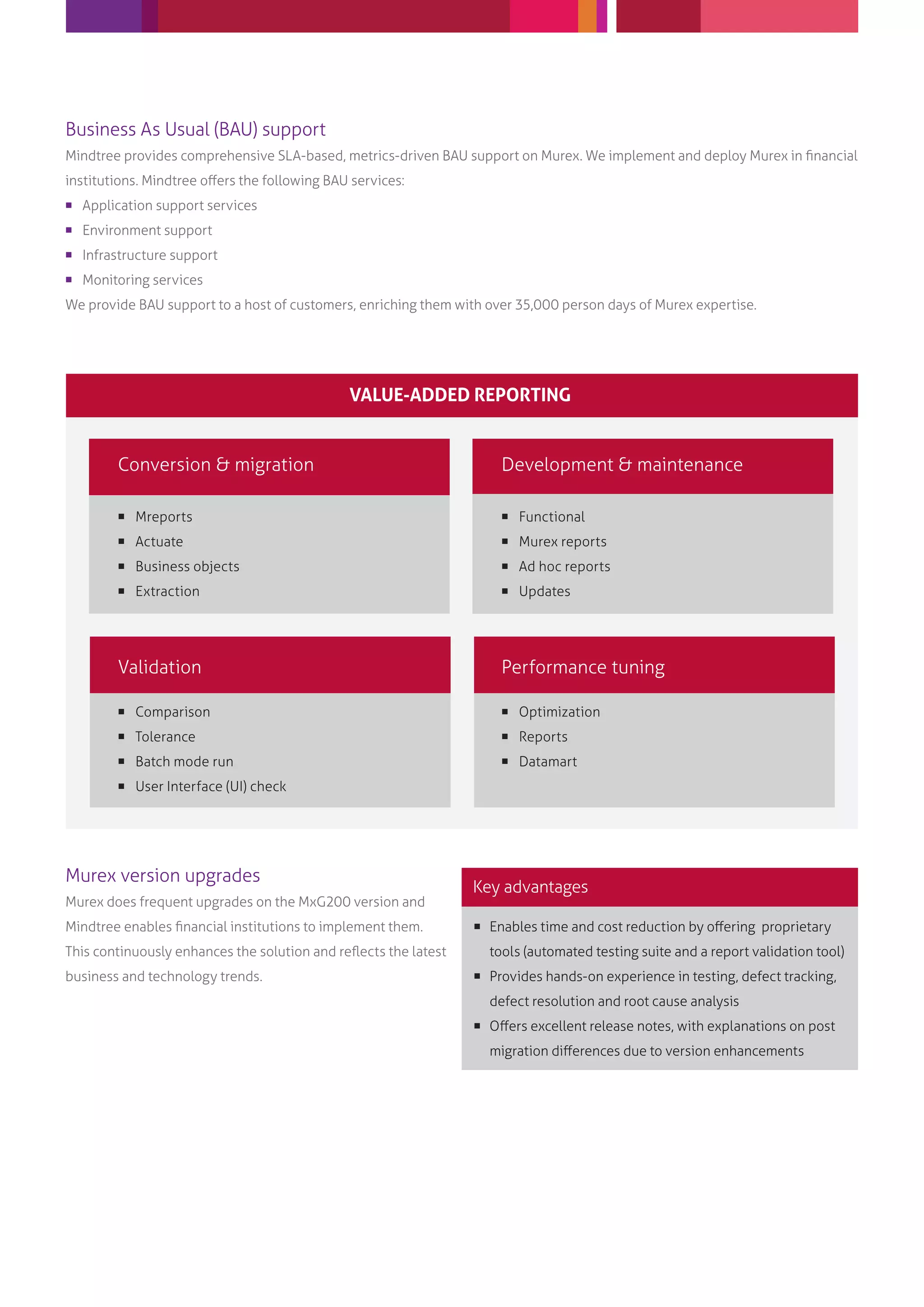 Mindtree's Murex service offerings. | PDF