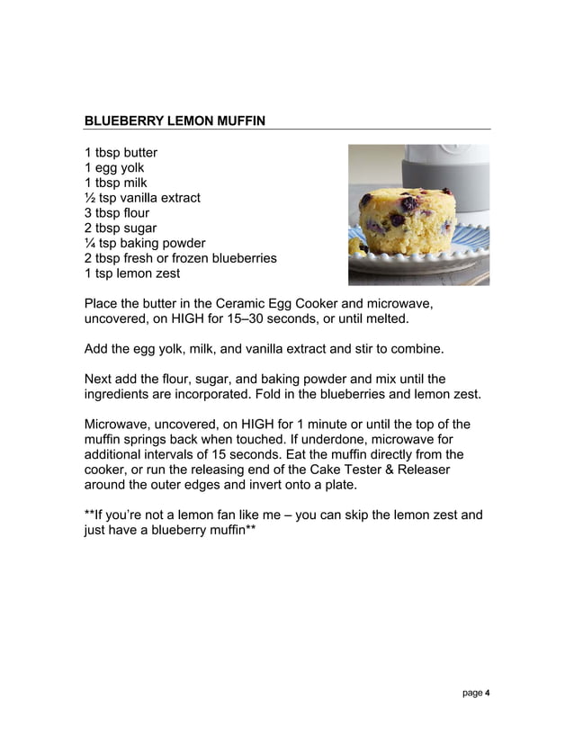 PC Ceramic Egg Cooker E-cookbook courtesy of Mindy's Menu PC | PDF