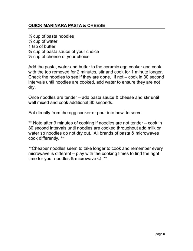 PC Ceramic Egg Cooker E-cookbook courtesy of Mindy's Menu PC | PDF