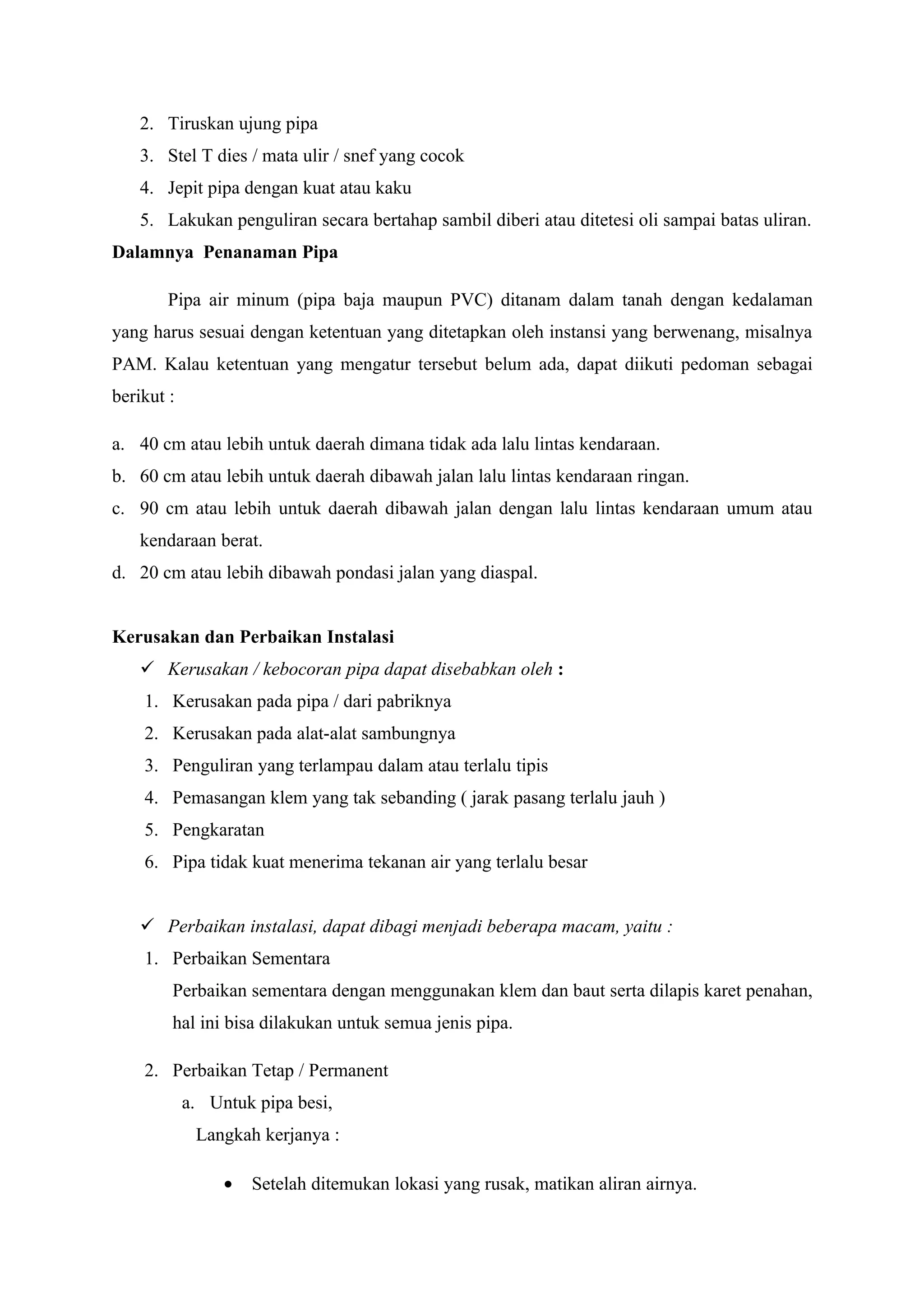 Laporan praktek kerja pipa | DOC