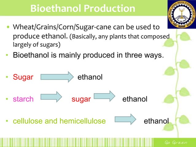 bioethanol ppt | PPTX | Agriculture | Industries