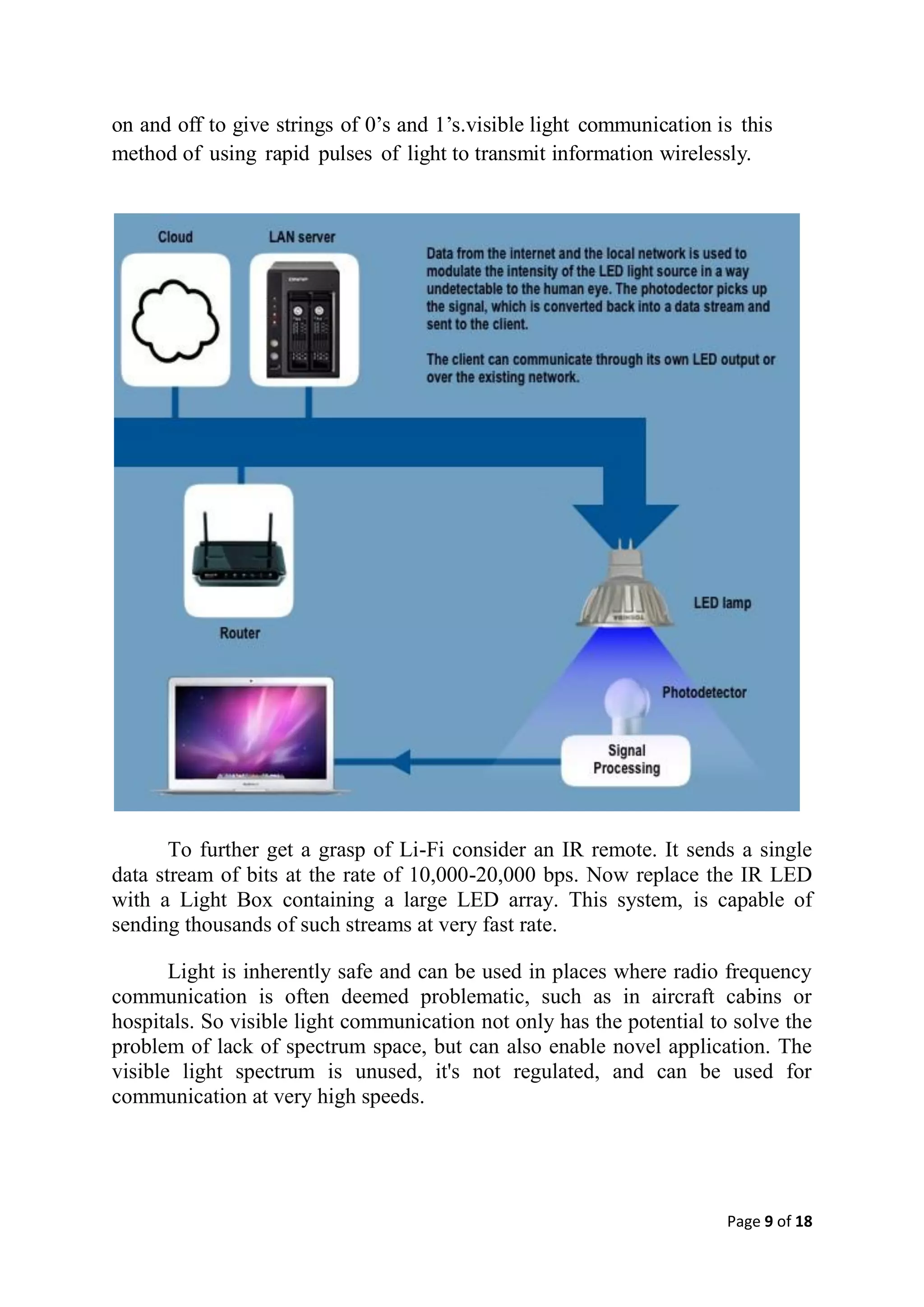 Seminar Report On Implementation Of Li-FI Technology | PDF