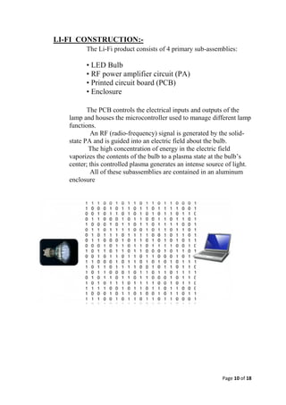 Seminar Report On Implementation Of Li-FI Technology | PDF