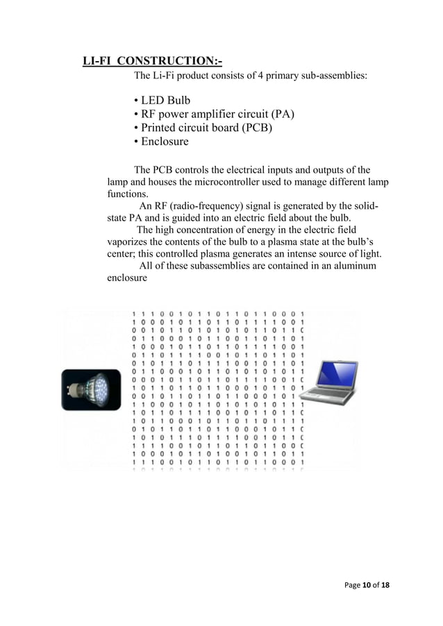 Seminar Report On Implementation Of Li-FI Technology | PDF | Computer Networking | Computing