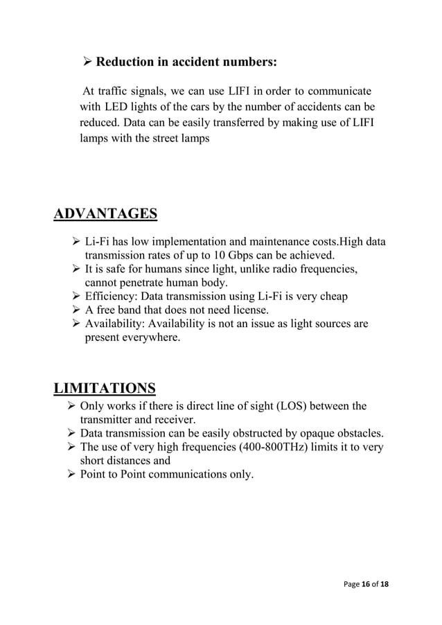 Seminar Report On Implementation Of Li-FI Technology | PDF | Computer Networking | Computing