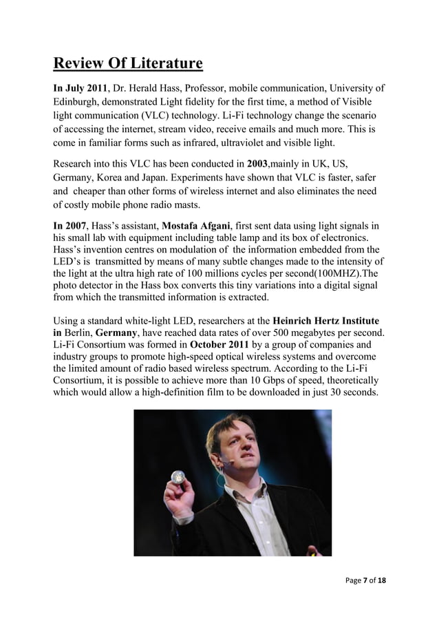 Seminar Report On Implementation Of Li-FI Technology | PDF | Computer Networking | Computing