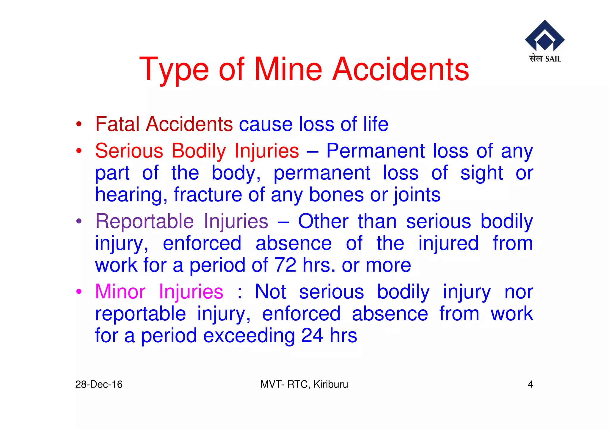Mine accidents causes, prevention and control | PDF