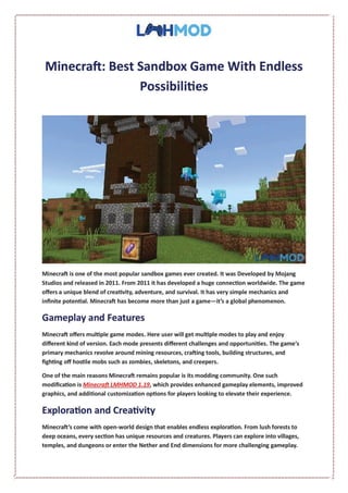 Minecraft: Best Sandbox Game With Endless Possibilities | PDF
