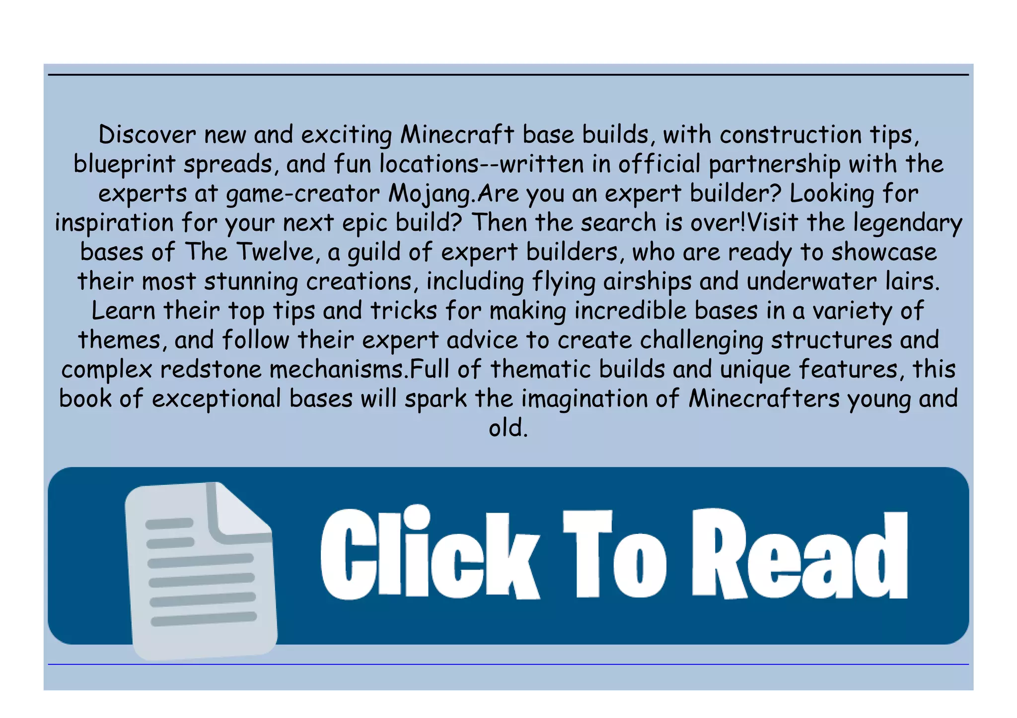 [Download] eBooks Minecraft: Epic Bases | PDF