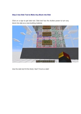 Minecraft 1.9 new tip make any block into slab with only one command | PDF