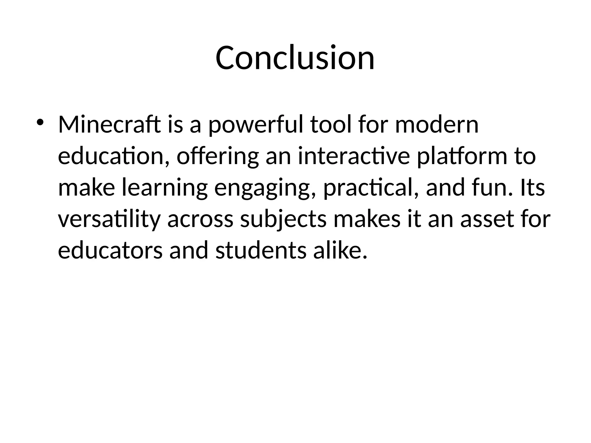 Minecraft Education Presentation in a few words | PPTX
