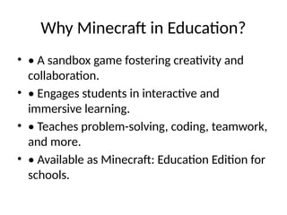 Minecraft Education Presentation in a few words | PPTX