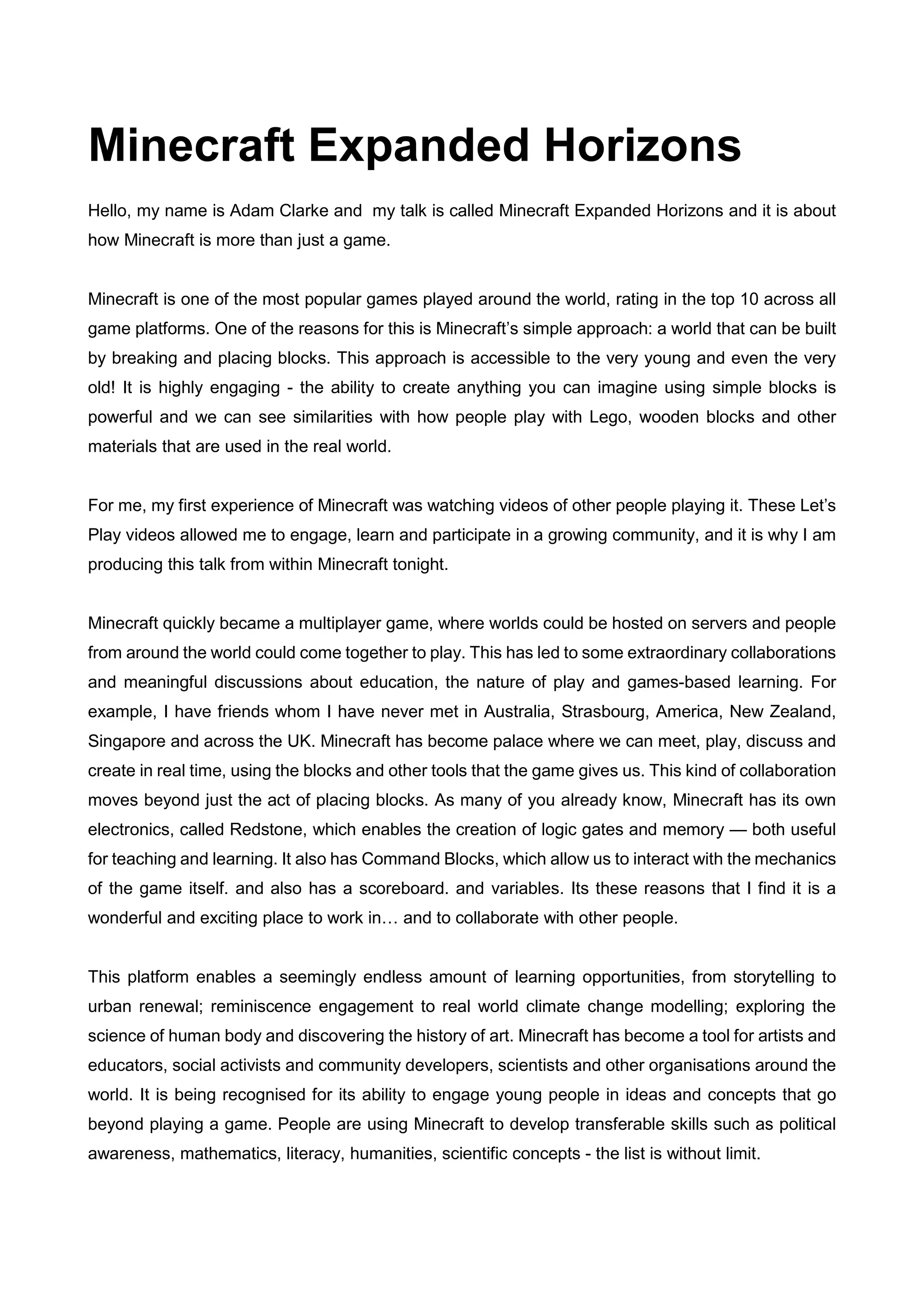 Minecraft Expanded Horizons Text | PDF | Free Download