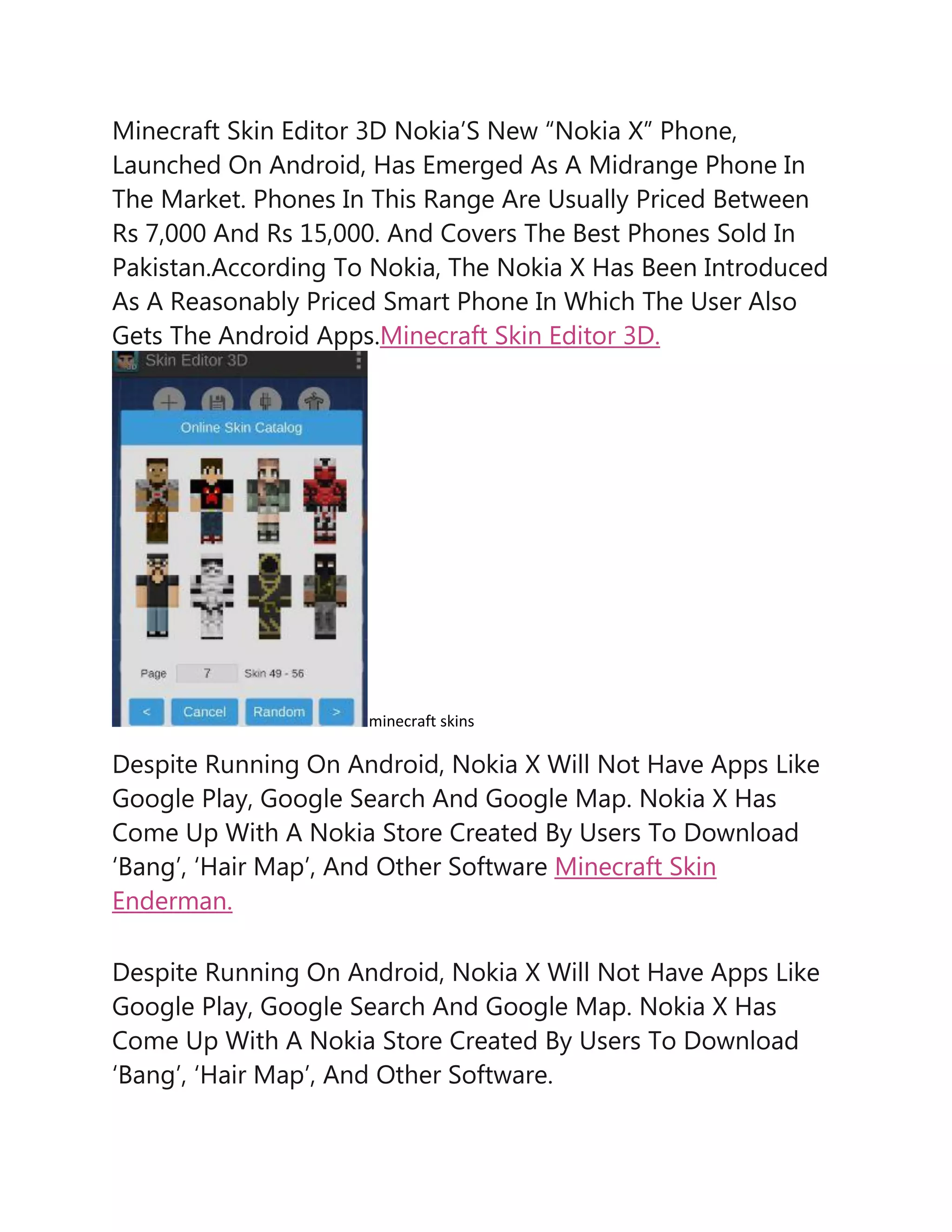 Minecraft skin editor 3d | PDF