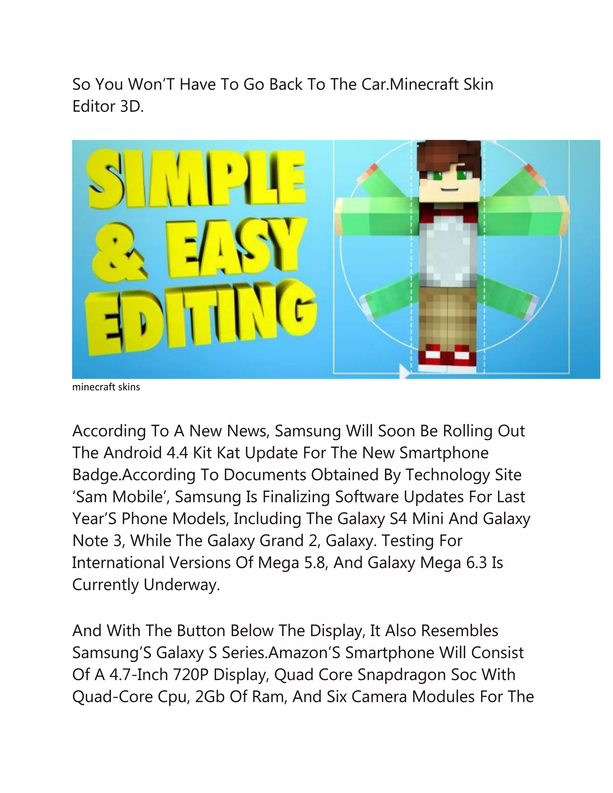 Minecraft skin editor 3d | PDF