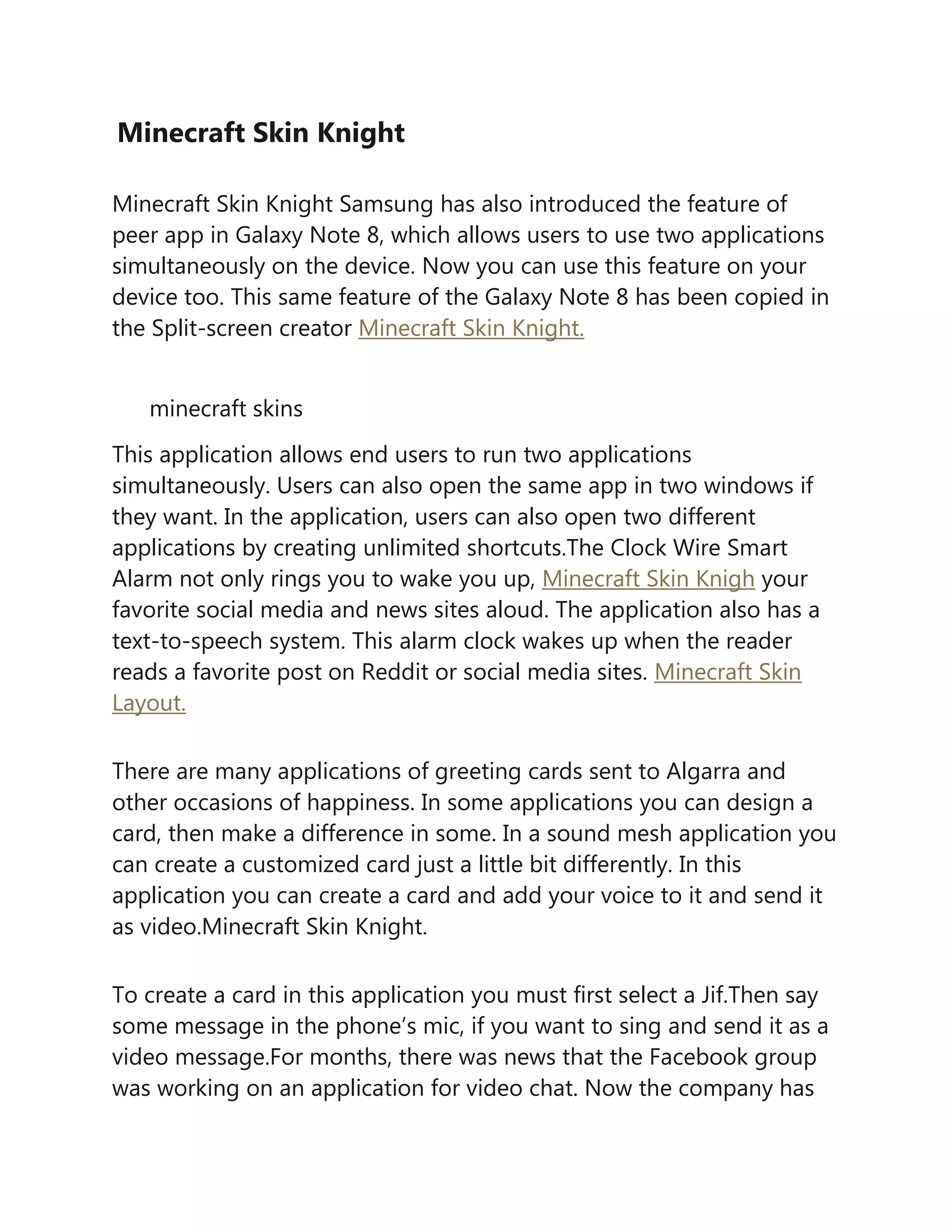 Minecraft skin knight | PDF
